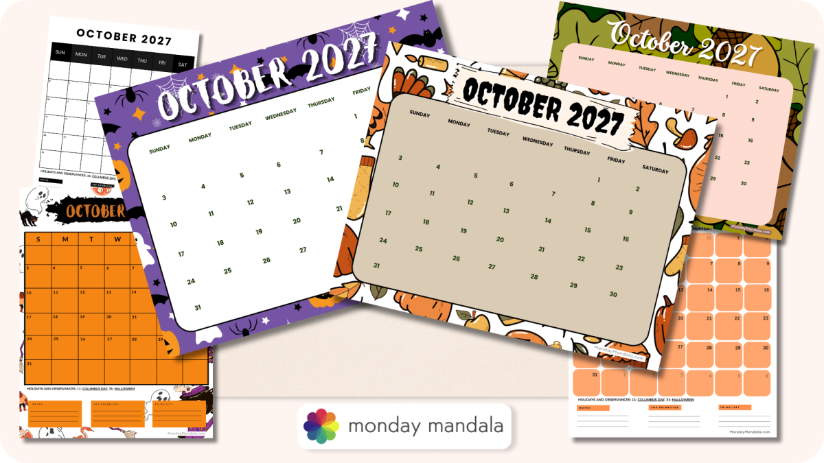 October 2027 Calendar (52 Free PDF Printables)
