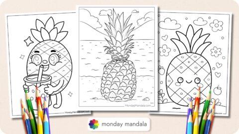 32 Pineapple Coloring Page (Free PDF Printables)
