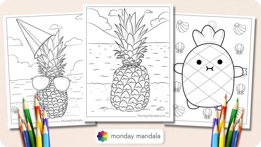 20 Pineapple Coloring Page (Free PDF Printables)