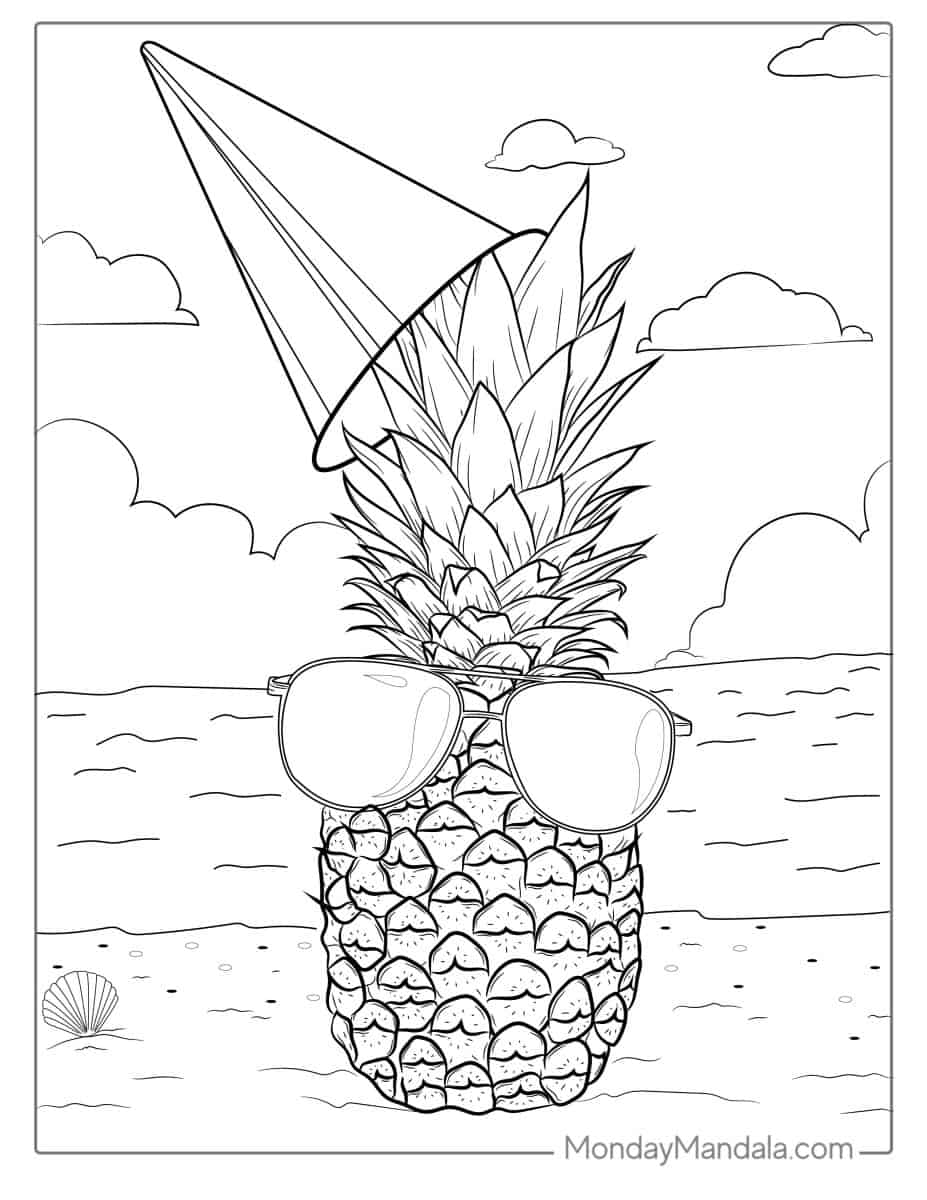 32 Pineapple Coloring Page (Free PDF Printables)