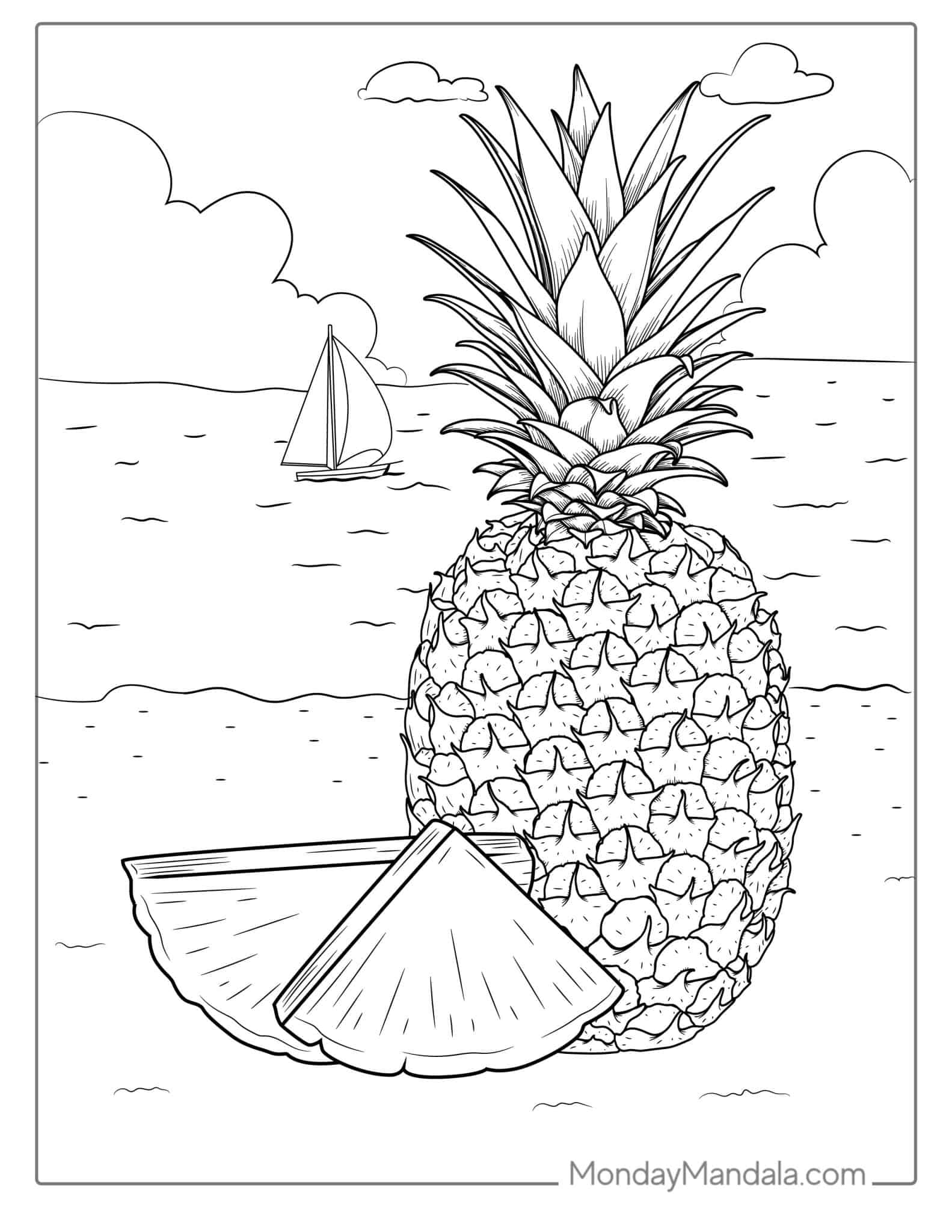 32 Pineapple Coloring Page (Free PDF Printables)