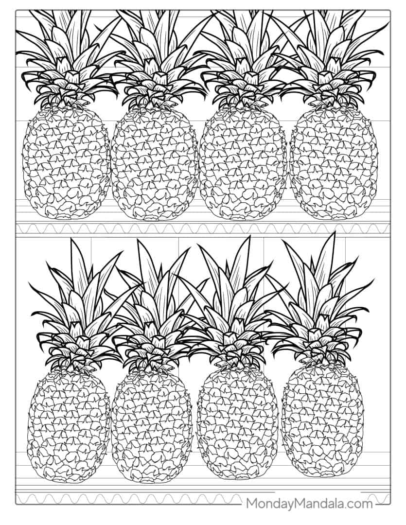 32 Pineapple Coloring Page (Free PDF Printables)