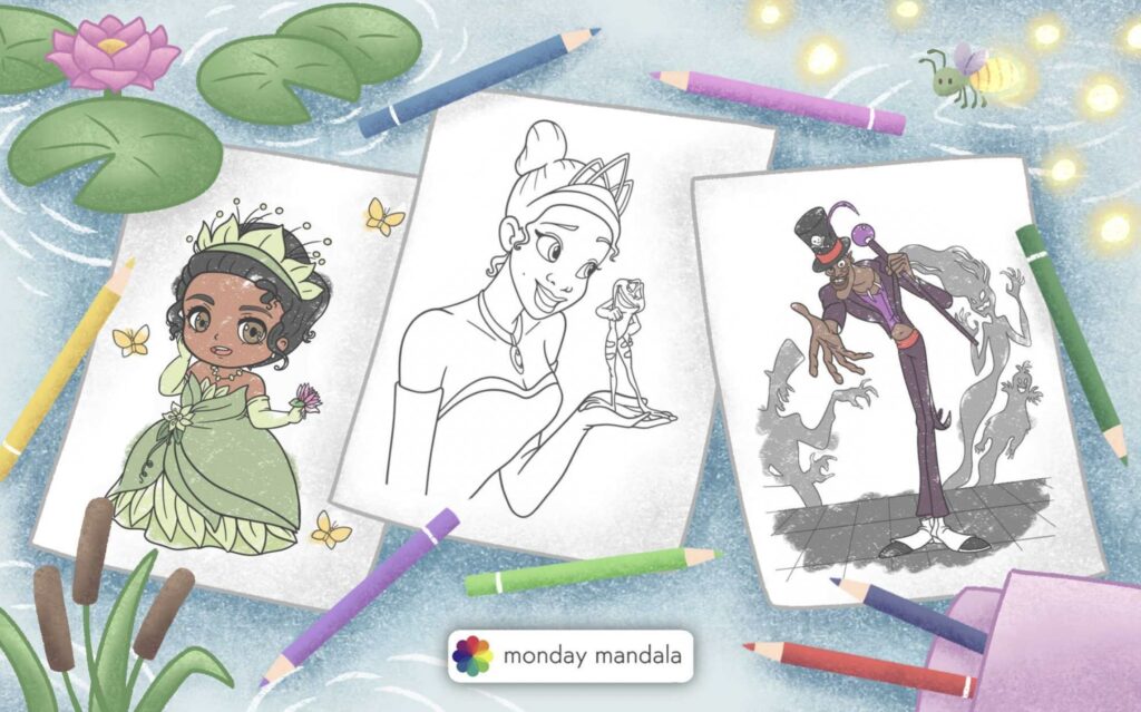 24 Princess & The Frog Coloring Pages (Free PDF Printables)