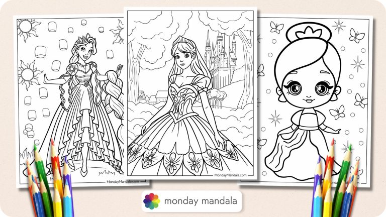 34 Princess Coloring Pages (Free PDF Printables)