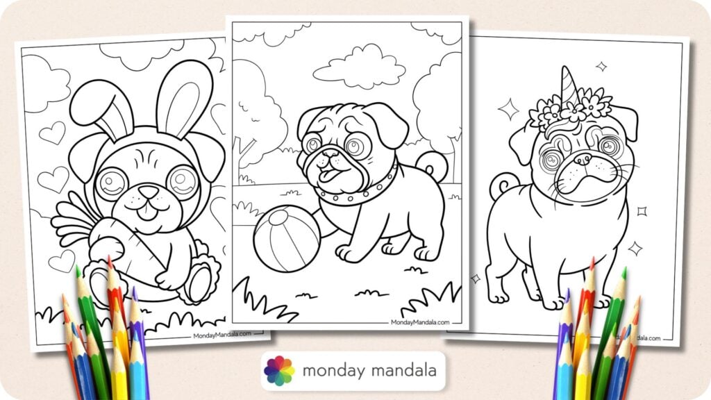 43 Pug Coloring Pages (Free PDF Printables)