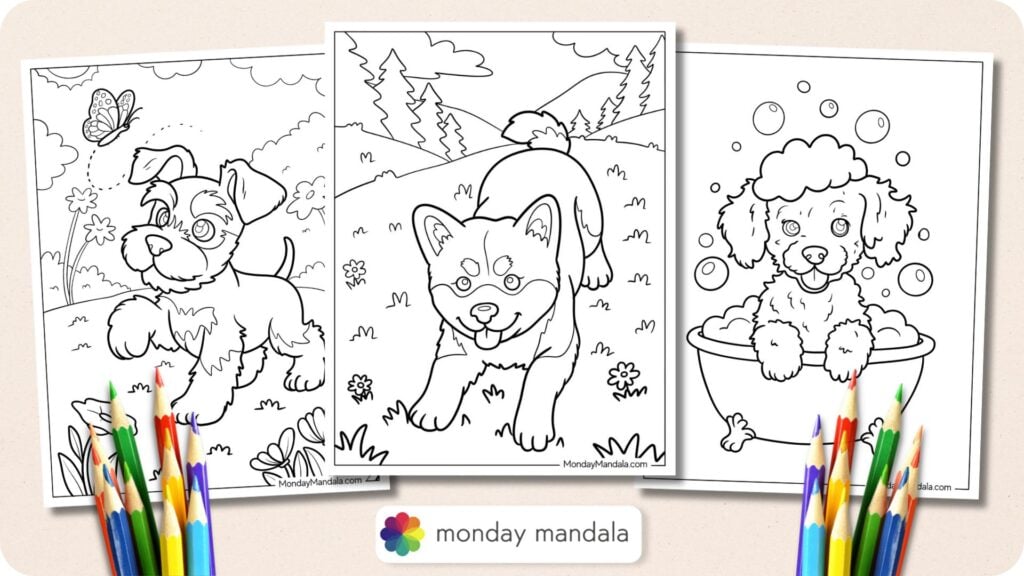 47 Puppy Coloring Pages (Free PDF Printables)