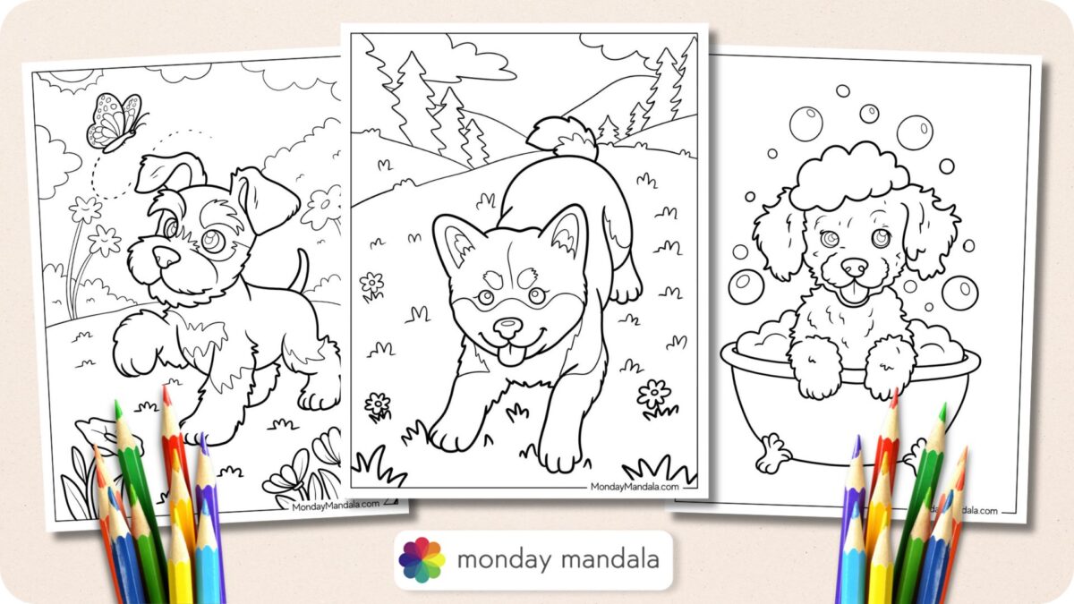 47 Puppy Coloring Pages (Free PDF Printables)