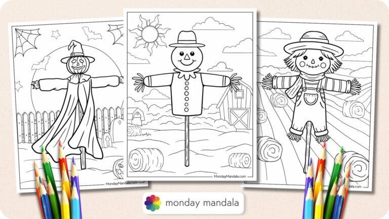14 Scarecrow Coloring Pages (Free PDF Printables)
