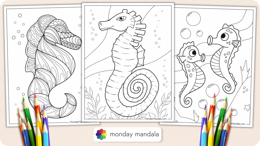 20 Seahorse Coloring Pages (Free PDF Printables)
