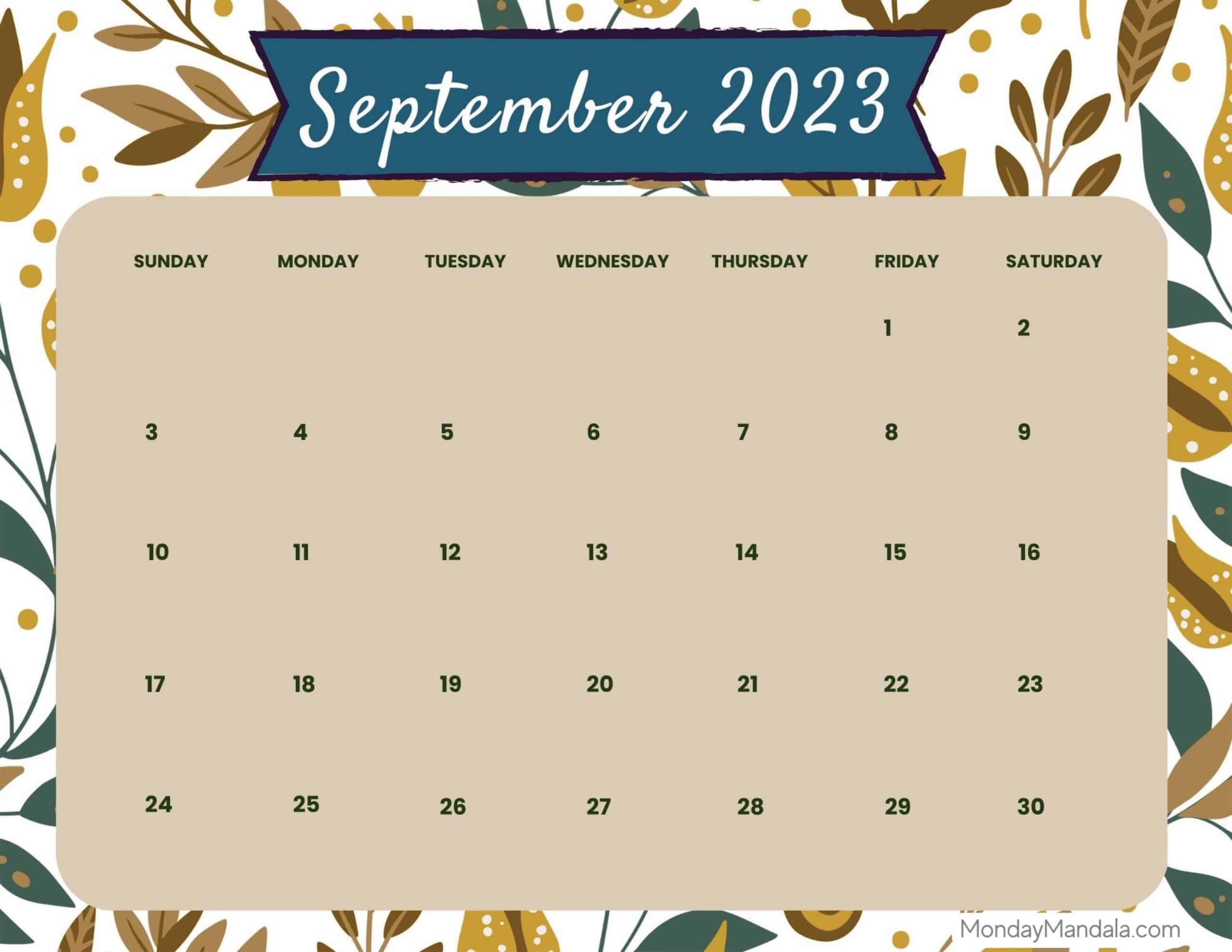 September 2023 Calendar (52 Free PDF Printables)