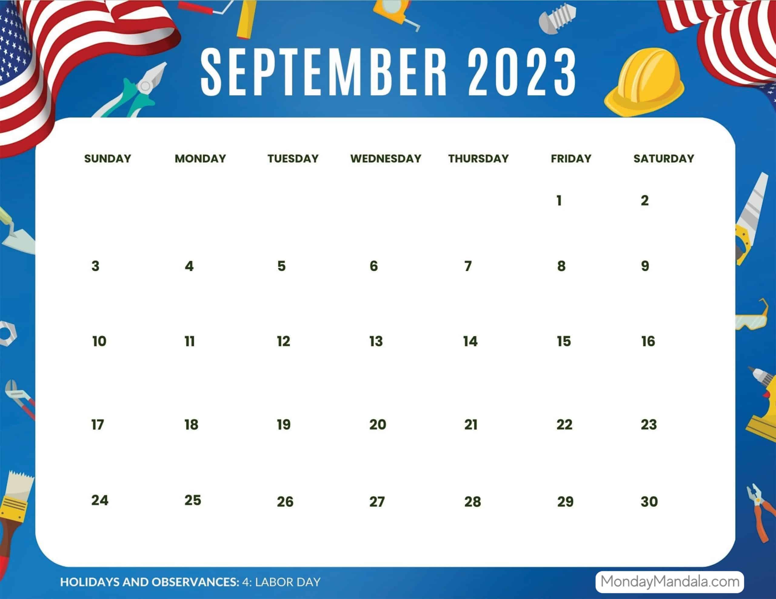 September 2023 Calendar (52 Free PDF Printables)