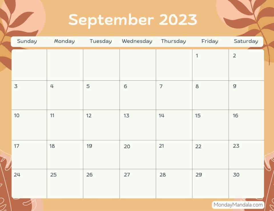 September 2023 Calendar (52 Free PDF Printables)