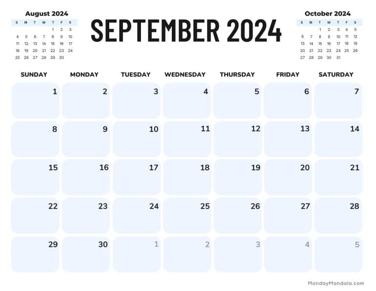 September 2024 Calendars (52 Free PDF Printables)