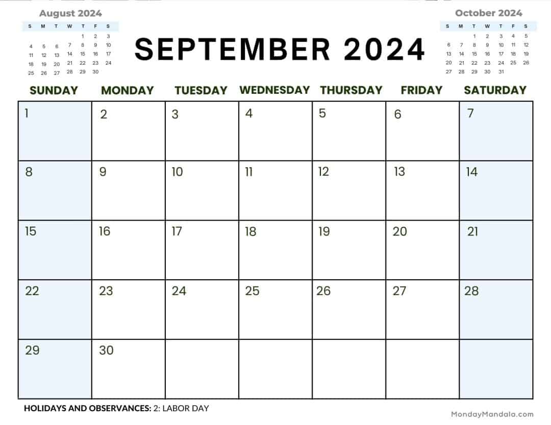 September 2024 Calendars (52 Free PDF Printables)