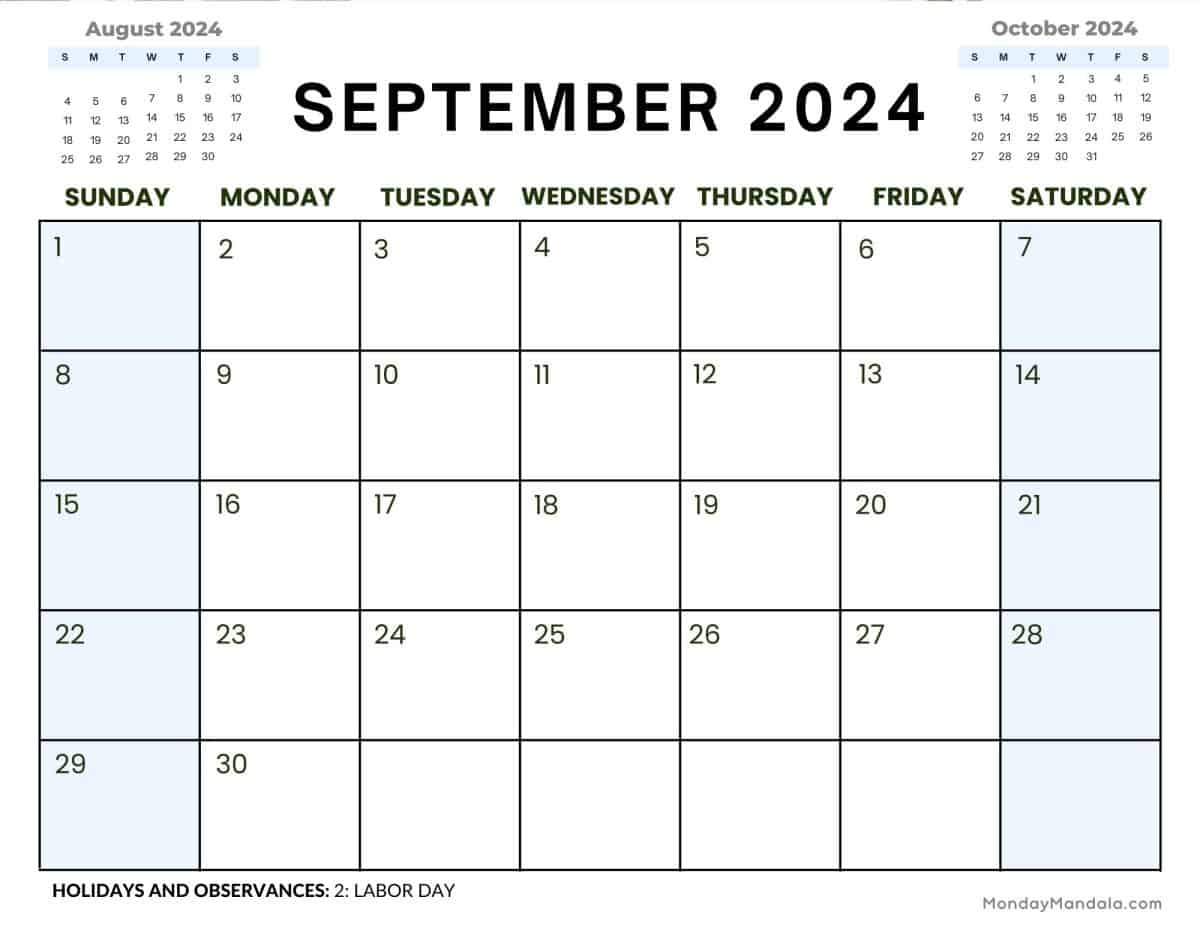 September 2024 Calendars (52 Free PDF Printables)