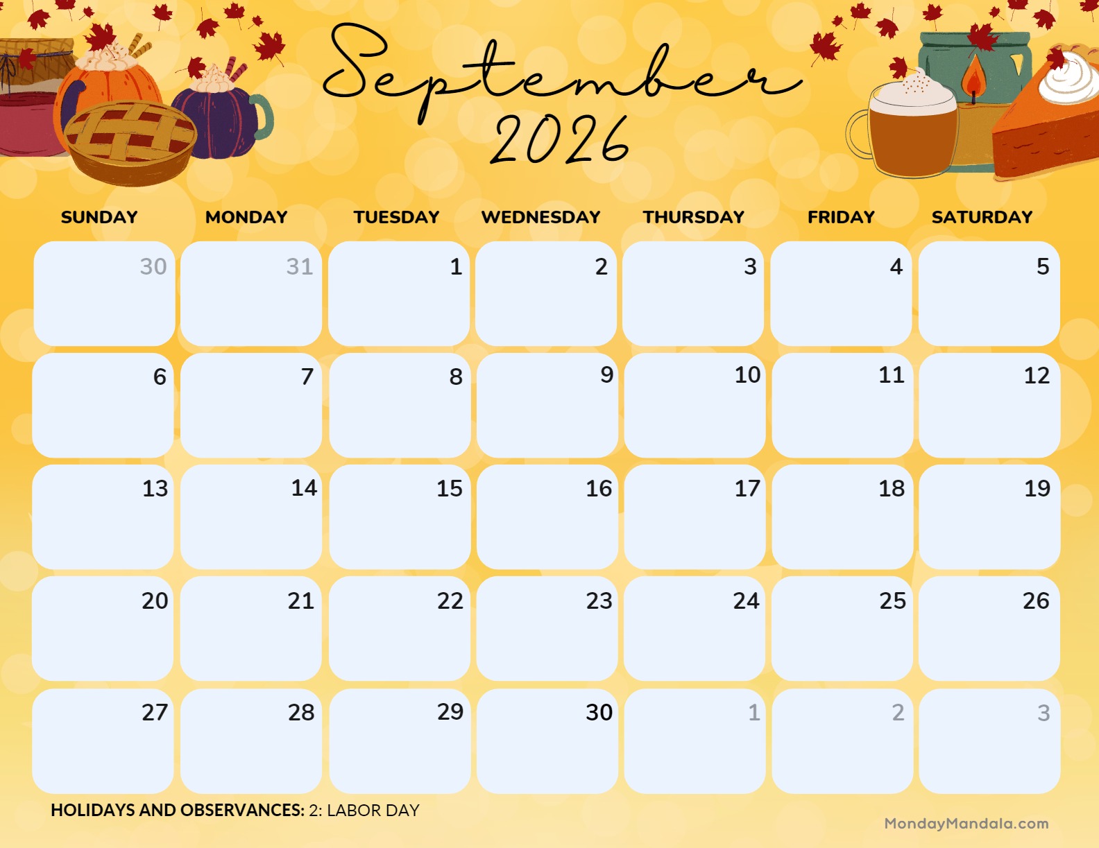 September 2026 Calendars 52 Free PDF Printables September 2026 Calendars 52 Free PDF Printables