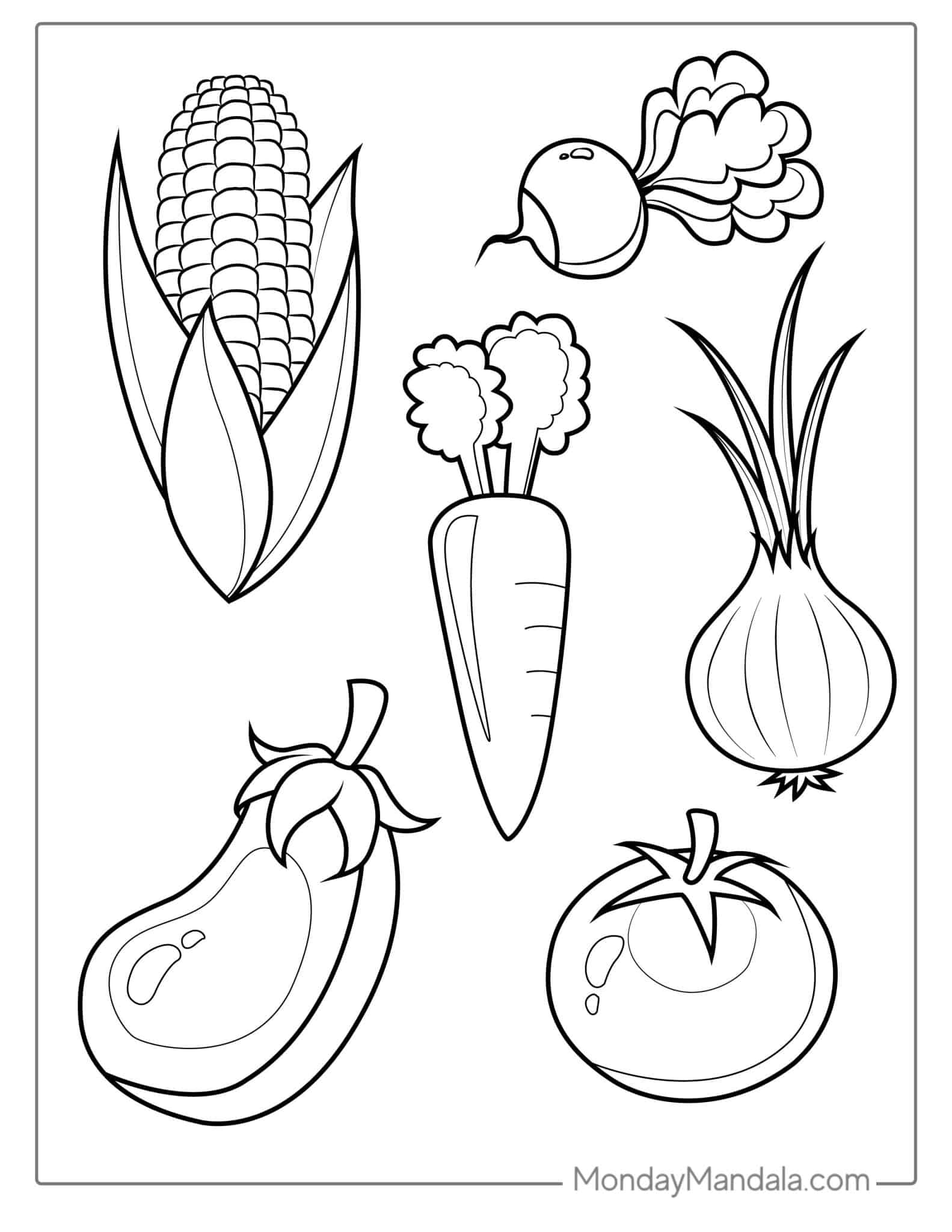 24 Vegetable Coloring Pages (Free PDF Printables)