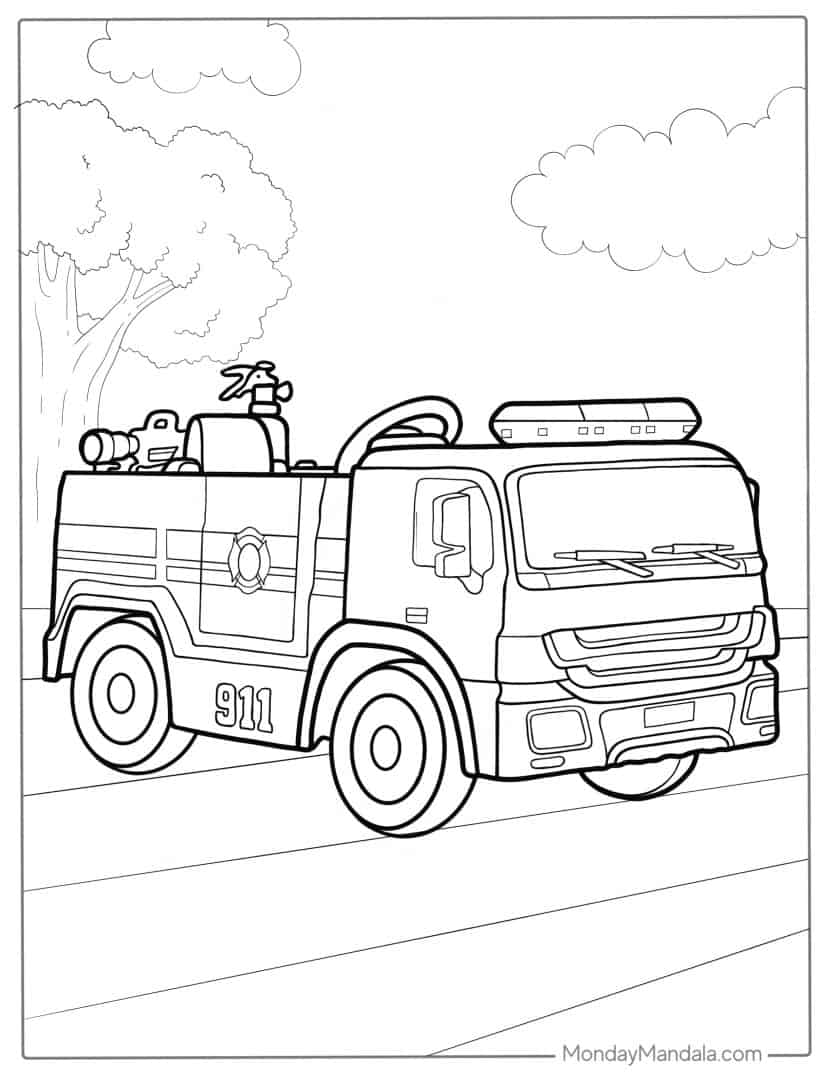 26 Fire Truck Coloring Pages (Free PDF Printables)