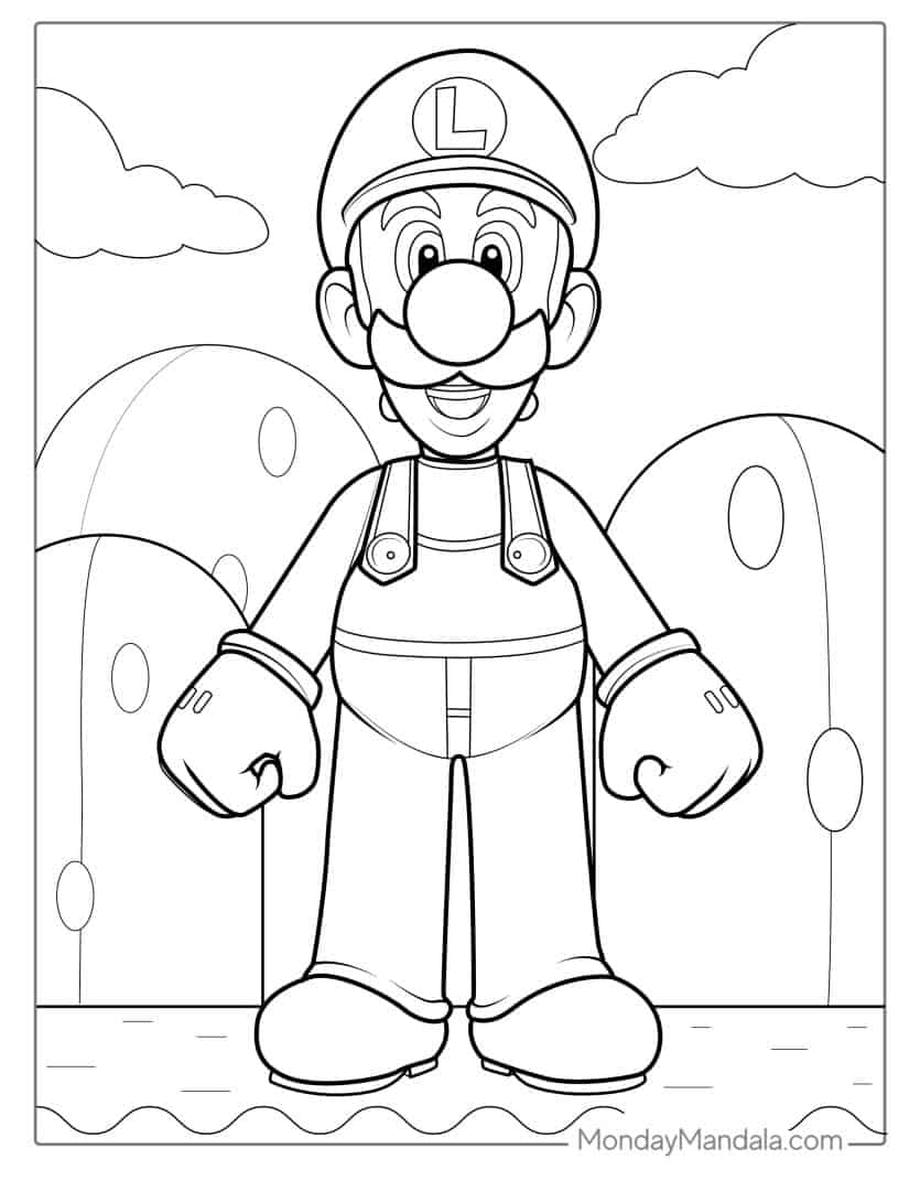 38 Cute Luigi Coloring Pages (Free PDF Printables)