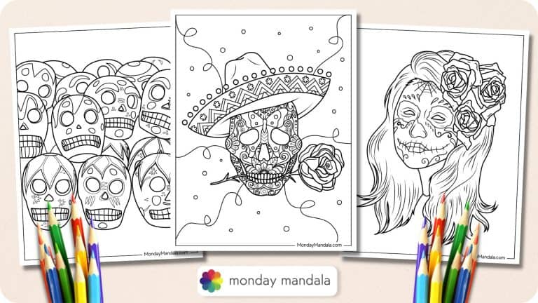 30 Sugar Skulls Coloring Pages (Free PDF Printables)