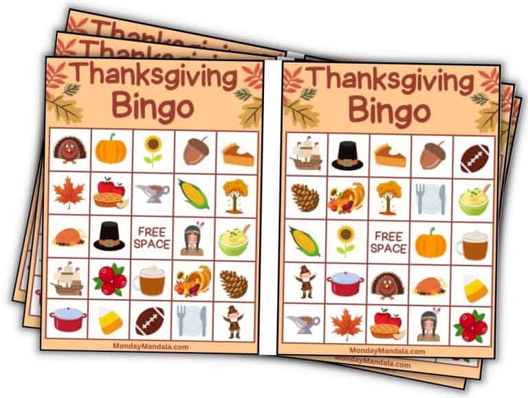 180 Thanksgiving Bingo Cards (Free PDF Printables)
