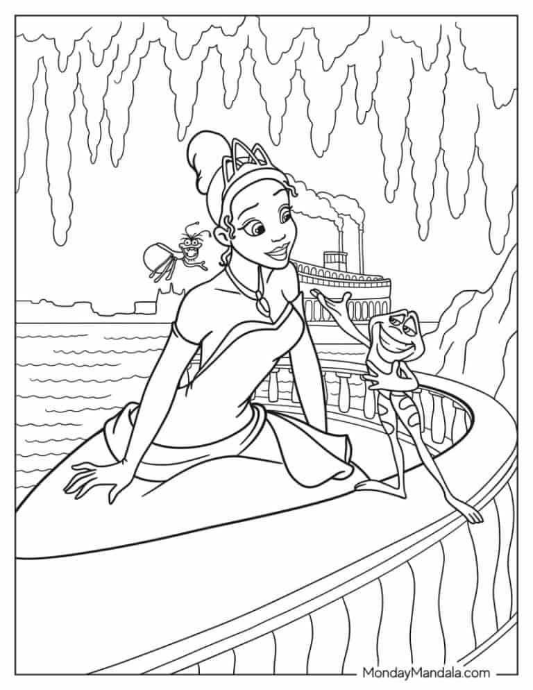 24 Princess & The Frog Coloring Pages (Free PDF Printables)