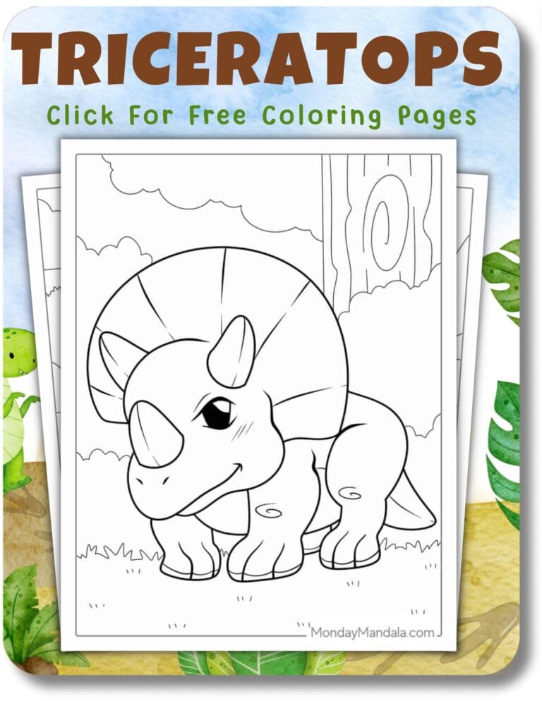 400 Dinosaur Coloring Pages (Free PDF Printables)