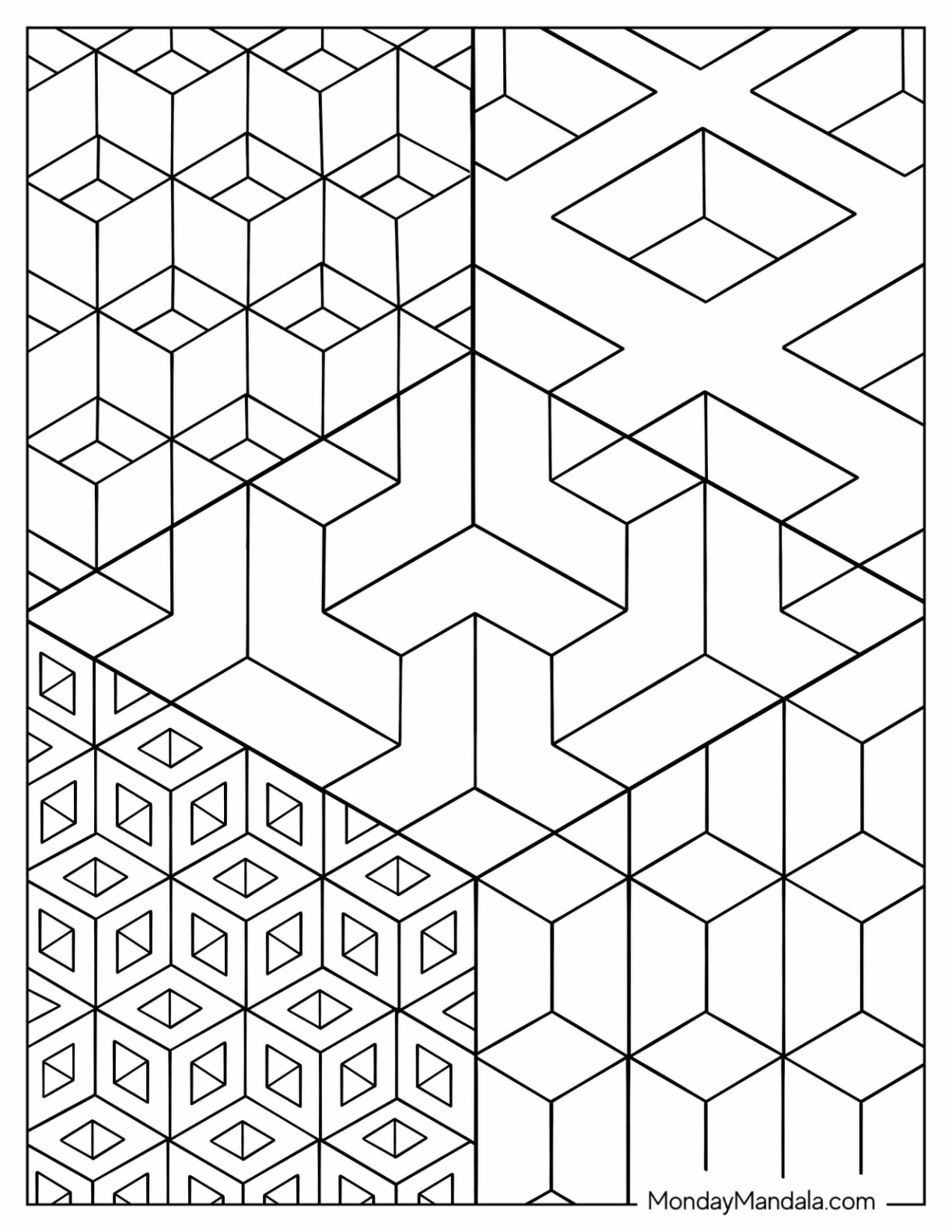 Geometric Coloring Page High Quality Ready For Download