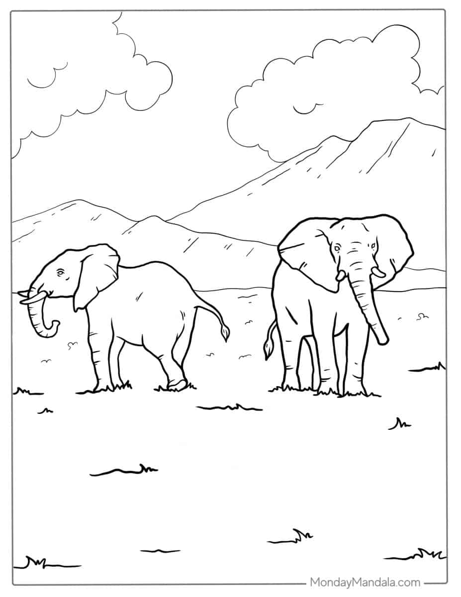 39 Elephant Coloring Pages (Free PDF Printables)