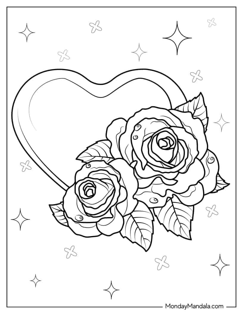 20 Rose Coloring Pages (Free PDF Printables)