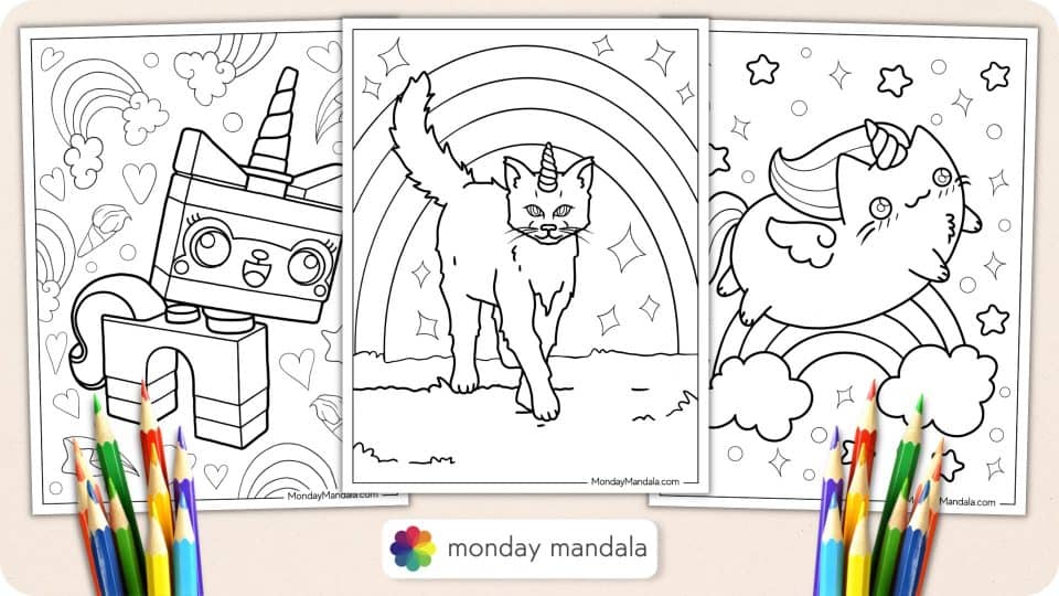 26 Unicorn Cat Coloring Pages (Free PDF Printables)