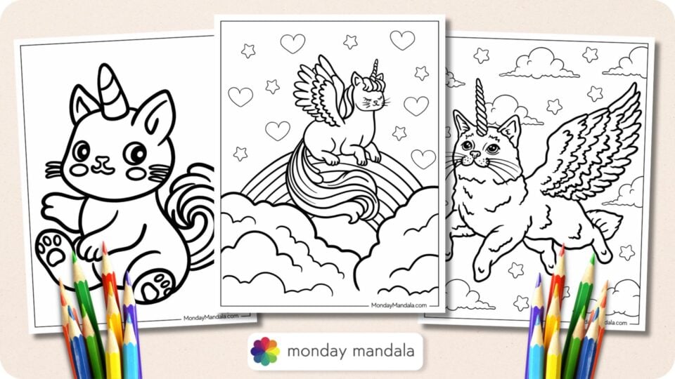 25 Unicorn Cat Coloring Pages (Free PDF Printables)