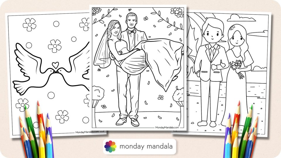 47 Wedding Coloring Pages (Free PDF Printables)