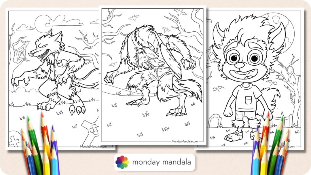 Werewolf Coloring Pages: 15 Free Printable PDF Sheets