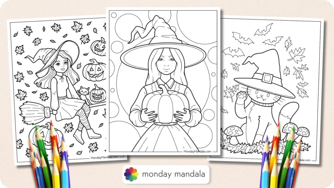28 Witch Coloring Pages (Free PDF Printables)