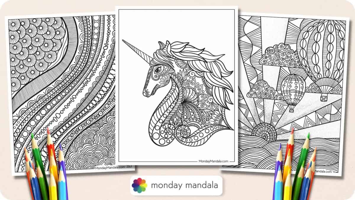30 Zentangle Coloring Pages (Free PDF Printables)
