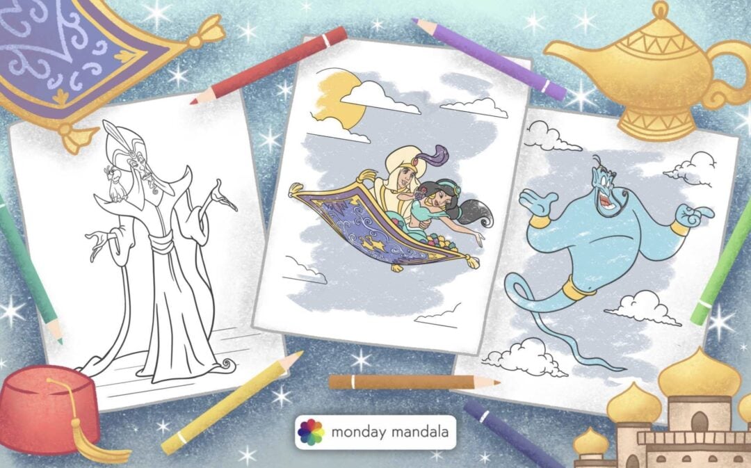 30 Aladdin & Jasmine Coloring Pages (Free PDF Printables)