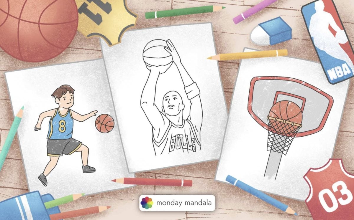 30 NBA & Basketball Coloring Pages (Free PDF Printables)