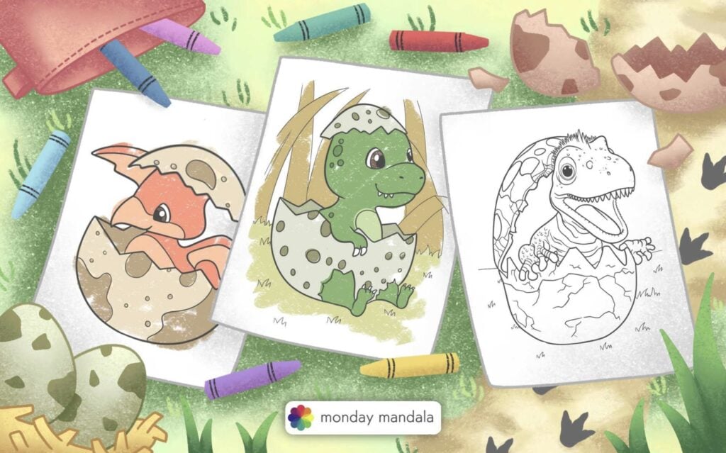 20 Dinosaur Egg Coloring Pages (Free PDF Printables)