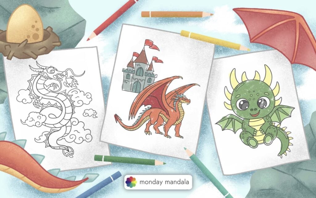 52 Dragon Coloring Pages (Free PDF Printables)