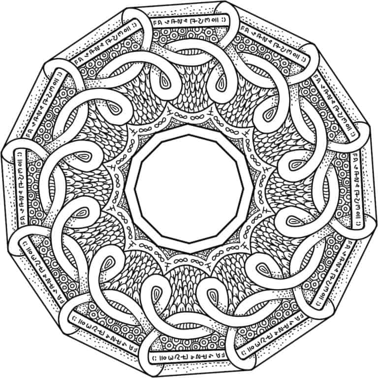 Dragon Wheel Coloring Page - Monday Mandala