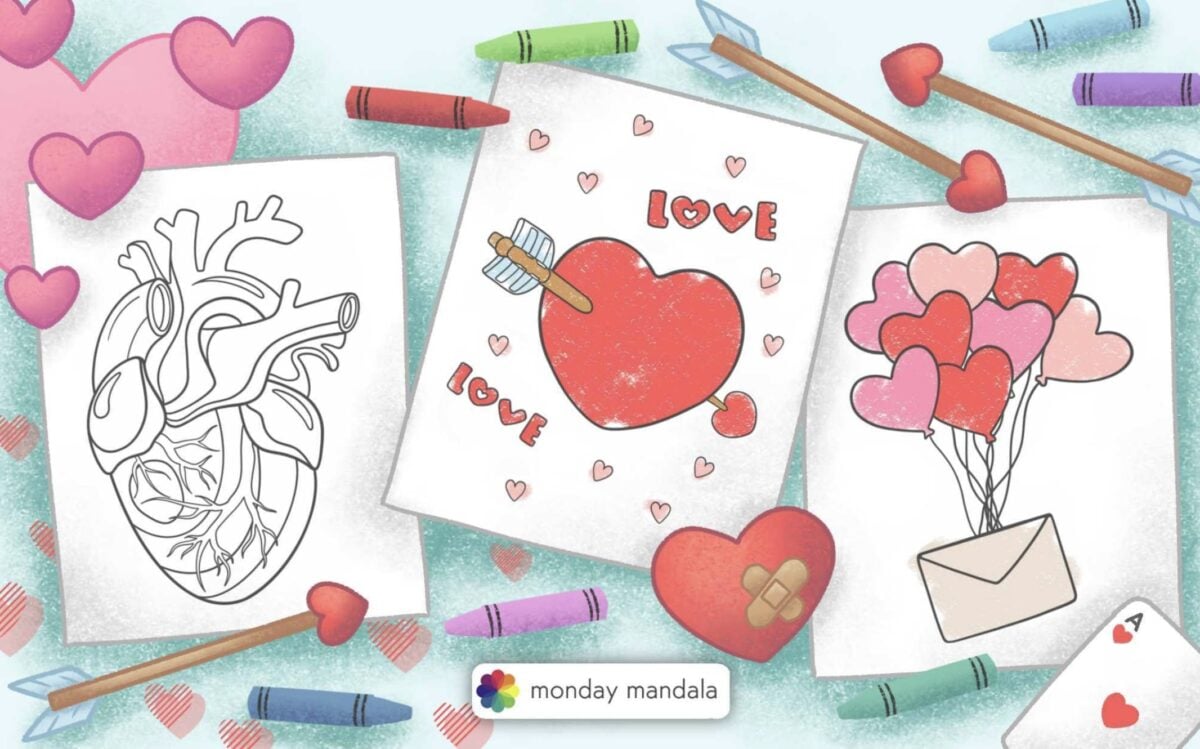 60 Heart Coloring Pages (Free PDF Printables)
