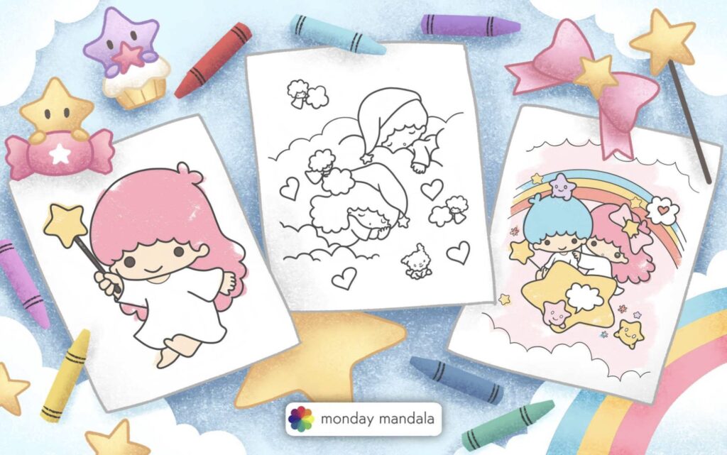 20 Little Twin Stars Coloring Pages (Free Printables)