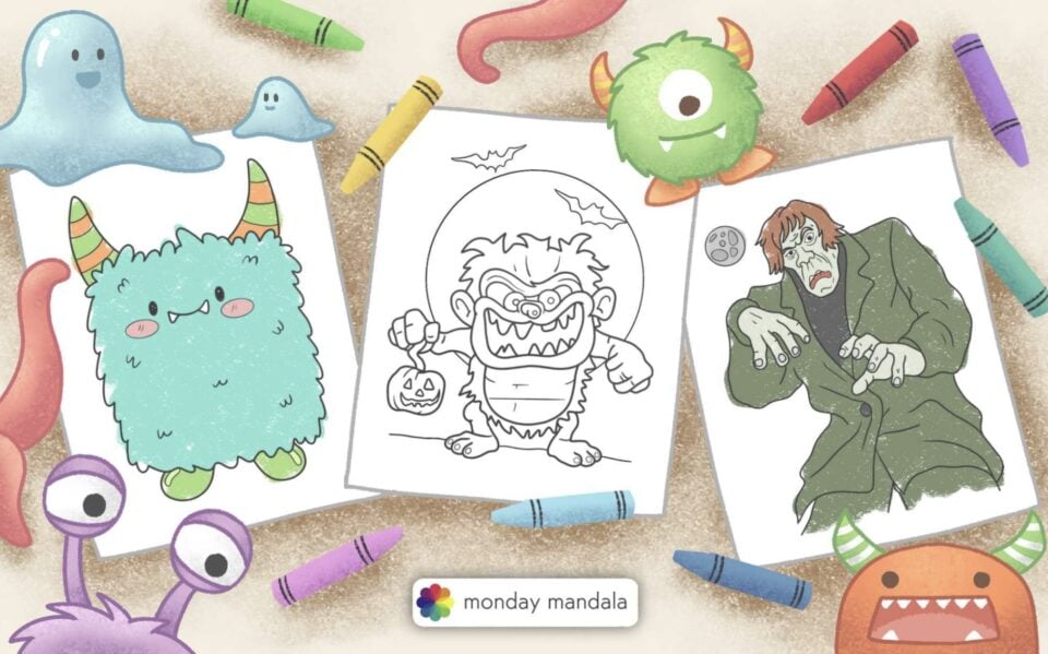 42 Monster Coloring Pages (Free PDF Printables)