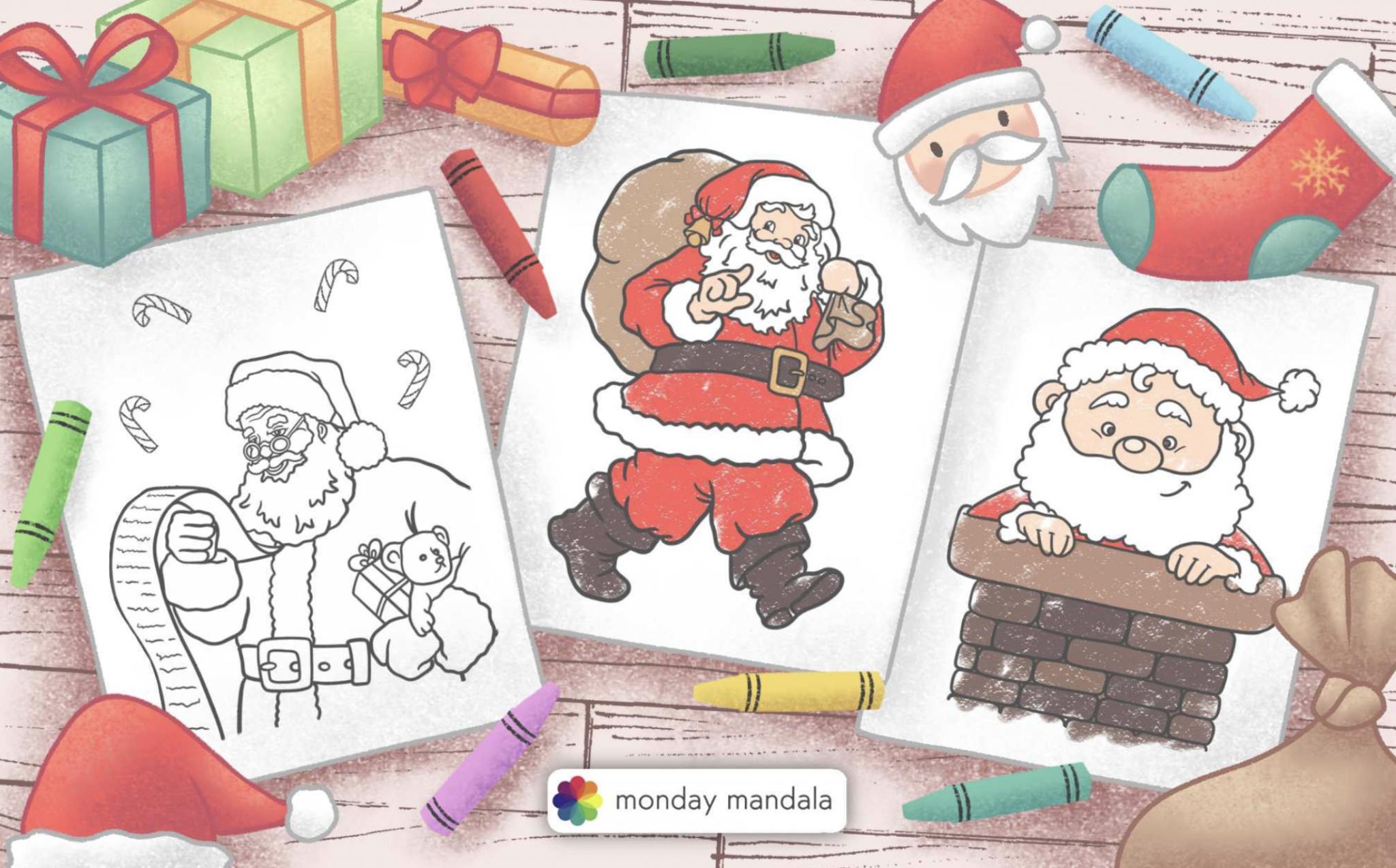 94 Santa Coloring Pages (Free PDF Printables)
