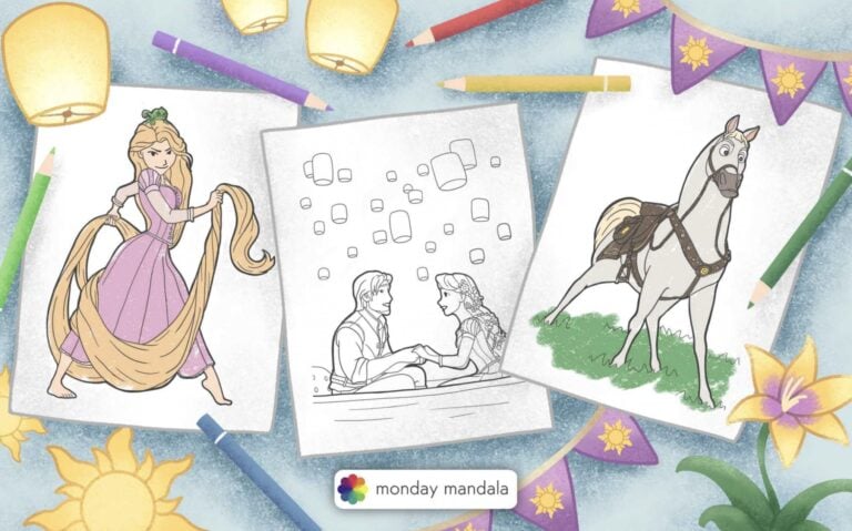 20 Tangled Coloring Pages (Free PDF Printables)