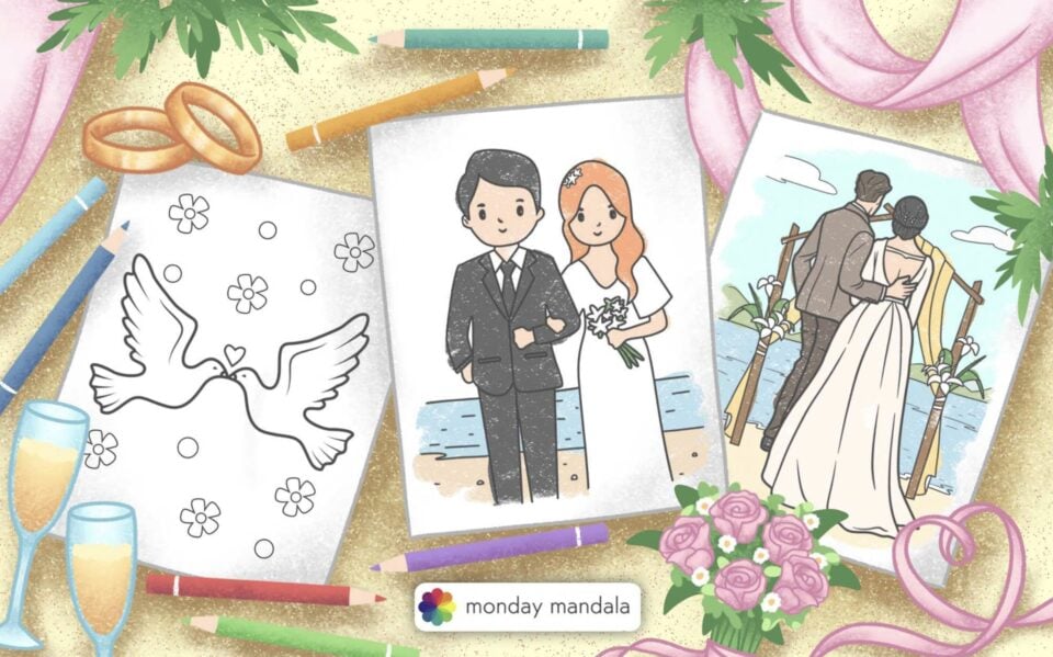 47 Wedding Coloring Pages (Free PDF Printables)